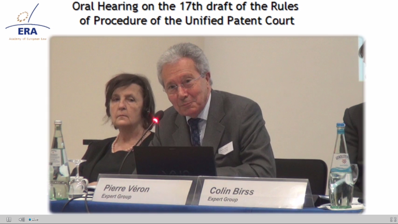 Activités de Pierre Véronau sujet dela Juridiction unifiée du brevet ...
